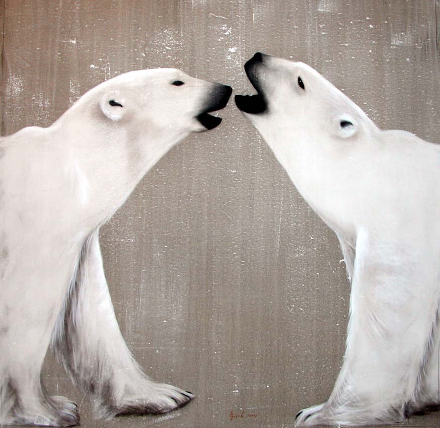 2 POLAR BEARS PLAYING Ours-polaire-blanc-artiste p