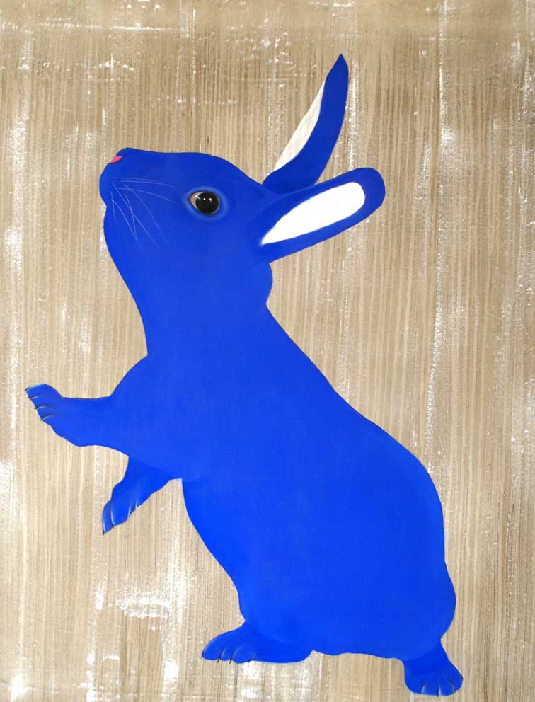 Lapin-bleu rabbit-Contemporary animal painter thre