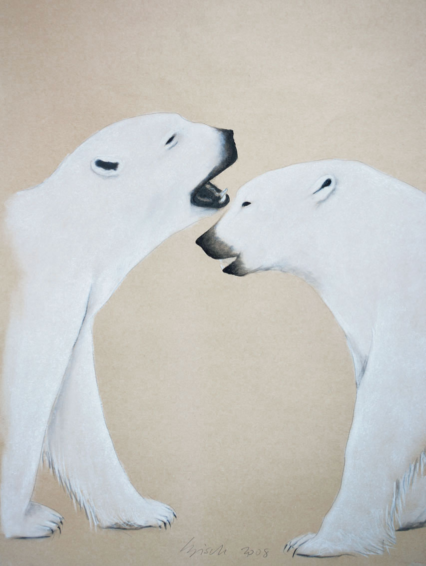 2 POLAR BEARS animal-painting-Contemporary animal