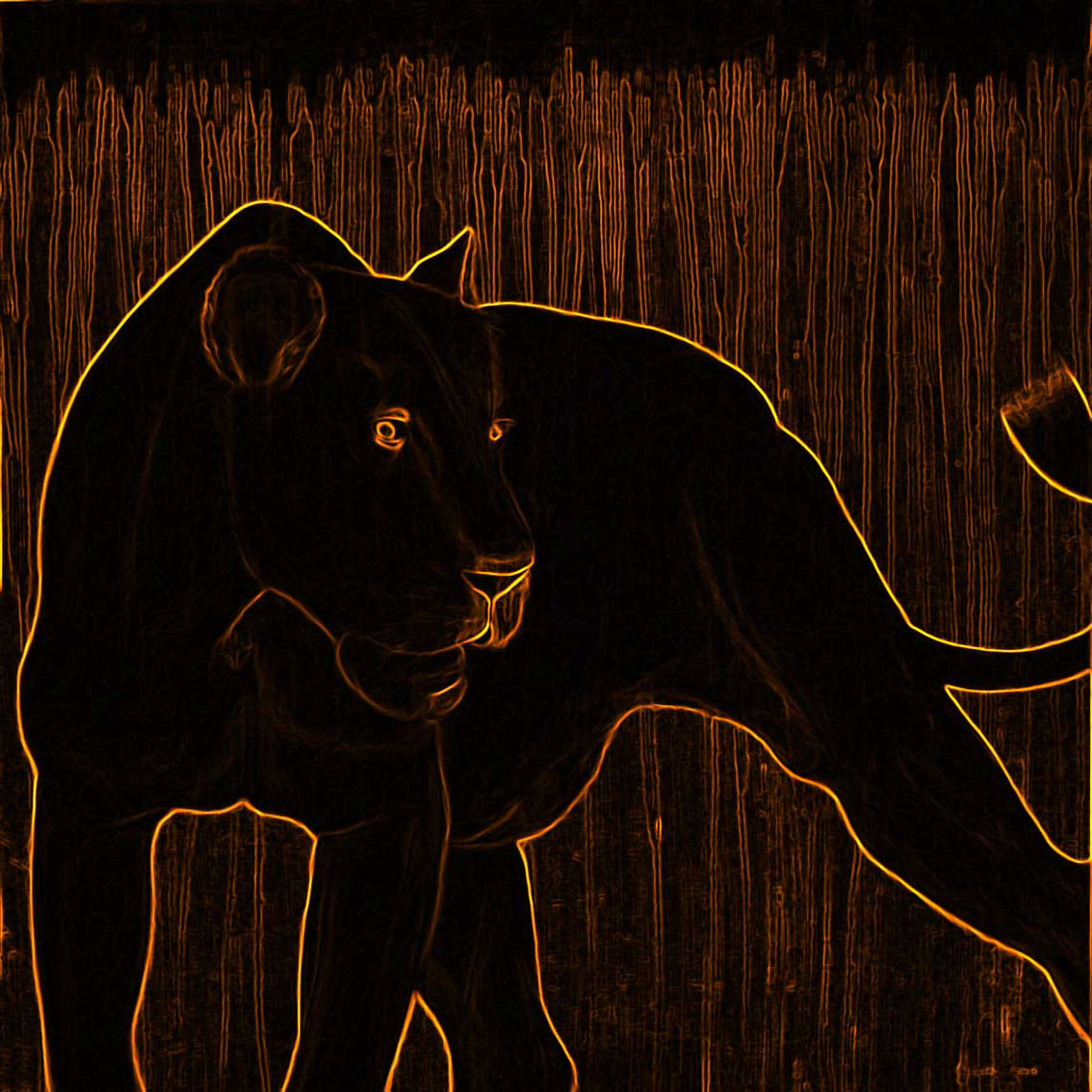 NEON LIONESS animal-painting-Contemporary animal p